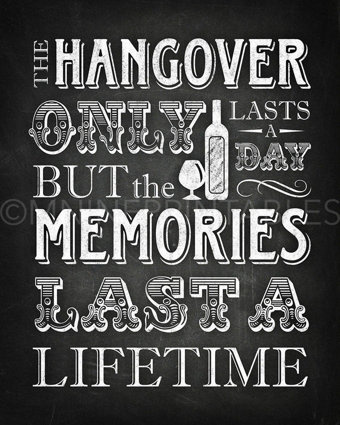 Chalkboard Printable Art / the Hangover Only Lasts A Day... / - Etsy