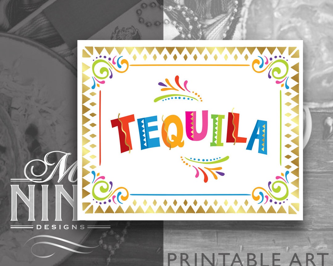 Fiesta Party Sign Printables | TEQUILA Sign Downloads | Cinco De Mayo ...