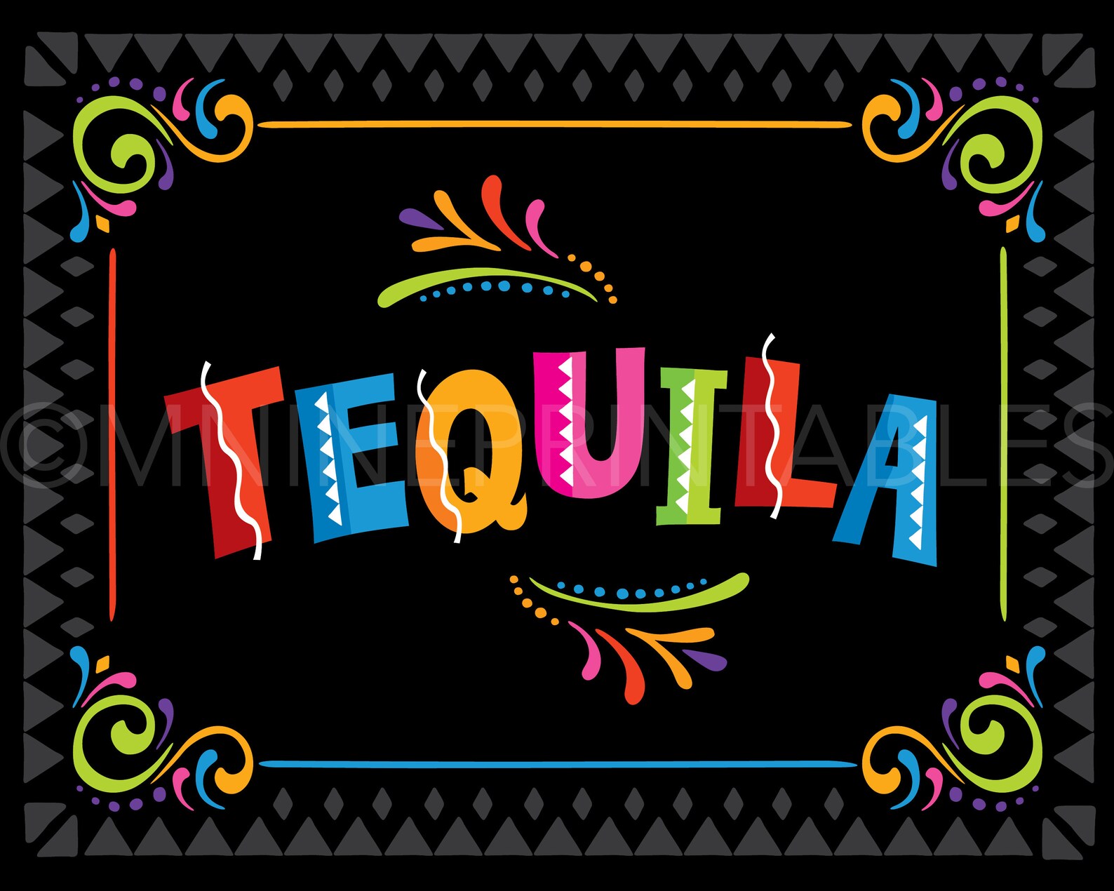 Fiesta Party Sign Printables TEQUILA Sign Downloads Cinco - Etsy
