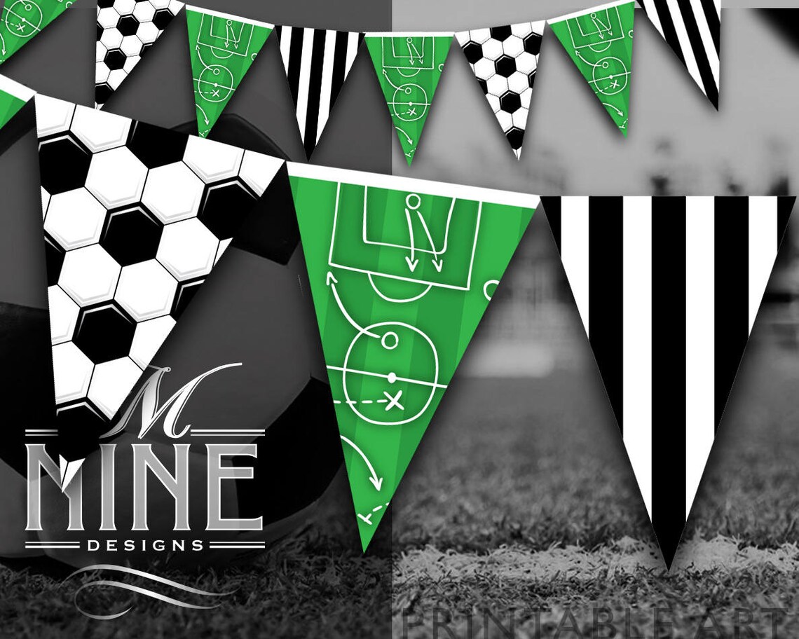 Soccer Pennant Banner Printables Soccer Party Banner - Etsy