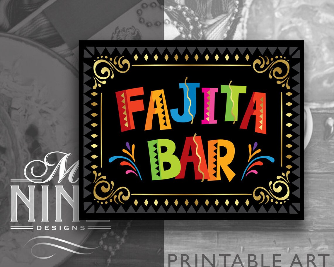 Fiesta Party Sign Printables FAJITA BAR Sign Downloads | Etsy