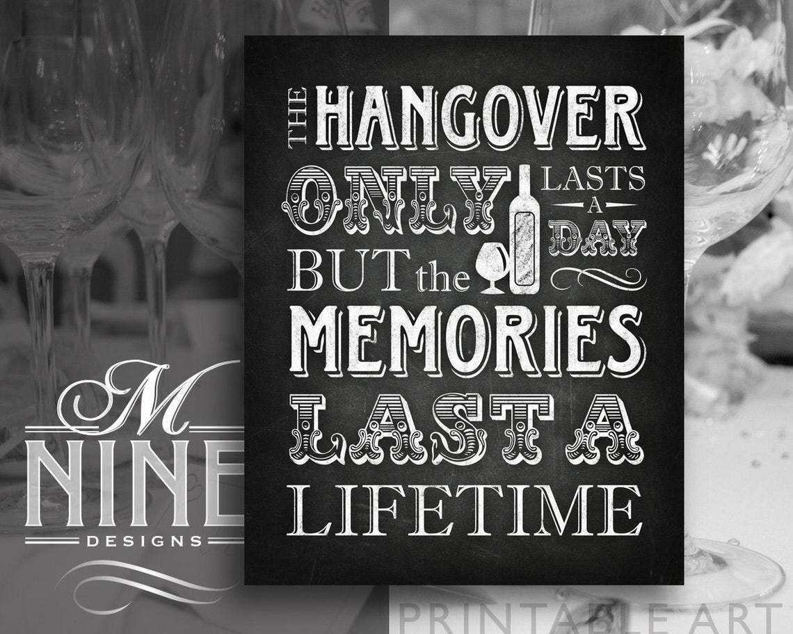 Chalkboard Printable Art The Hangover Only Lasts A Day Etsy