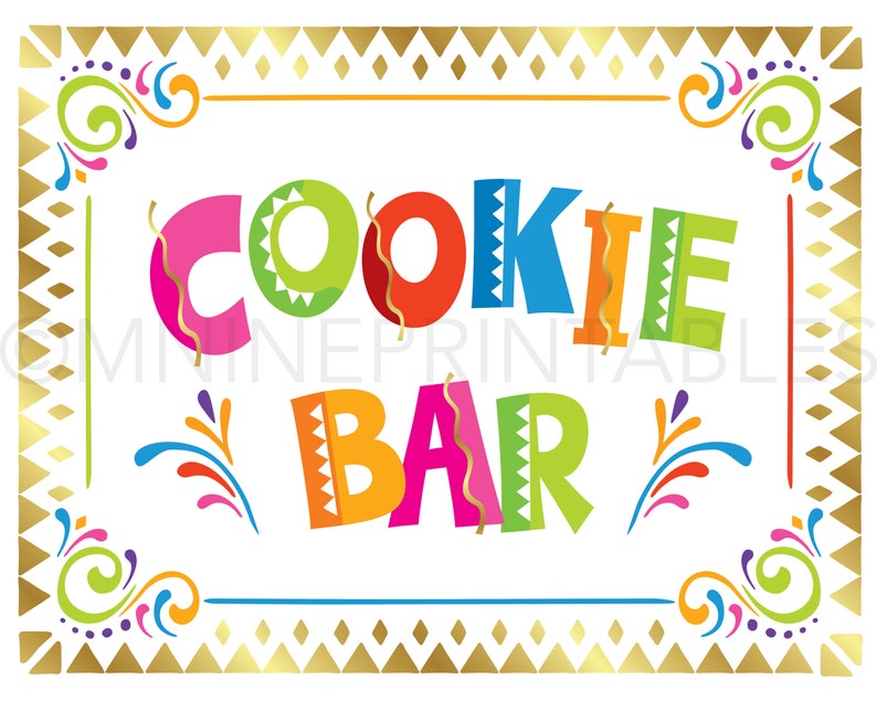 Cookie Sign Printables COOKIE BAR Sign Downloads Fiesta - Etsy