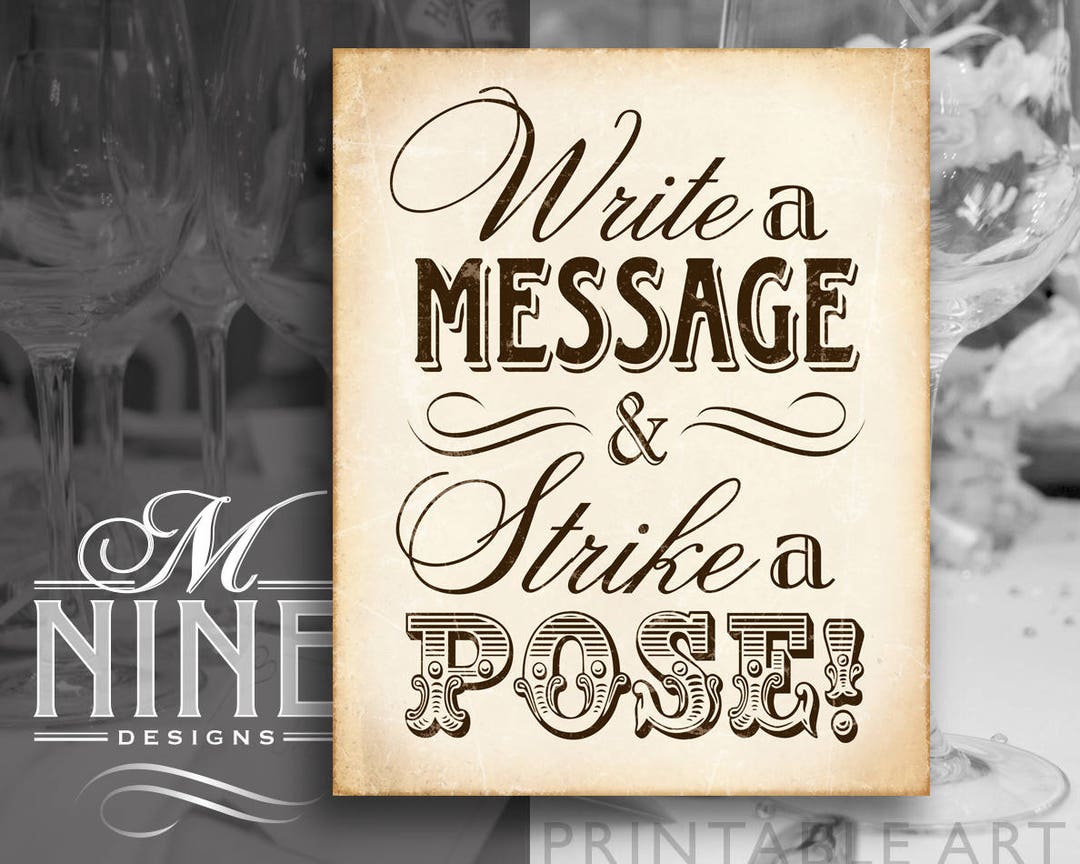 Vintage Printable Party Signs / Write A Message and Strike A Pose Sign ...