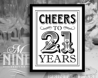 Chalkboard Printable Art cheers to 21 Years Sign | Etsy