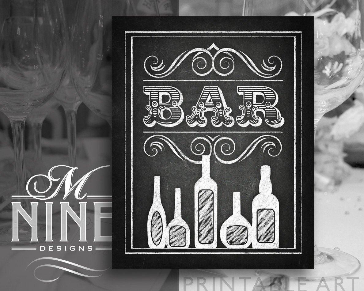 Chalkboard Sign Printables / BAR Sign Downloads Chalkboard - Etsy Canada