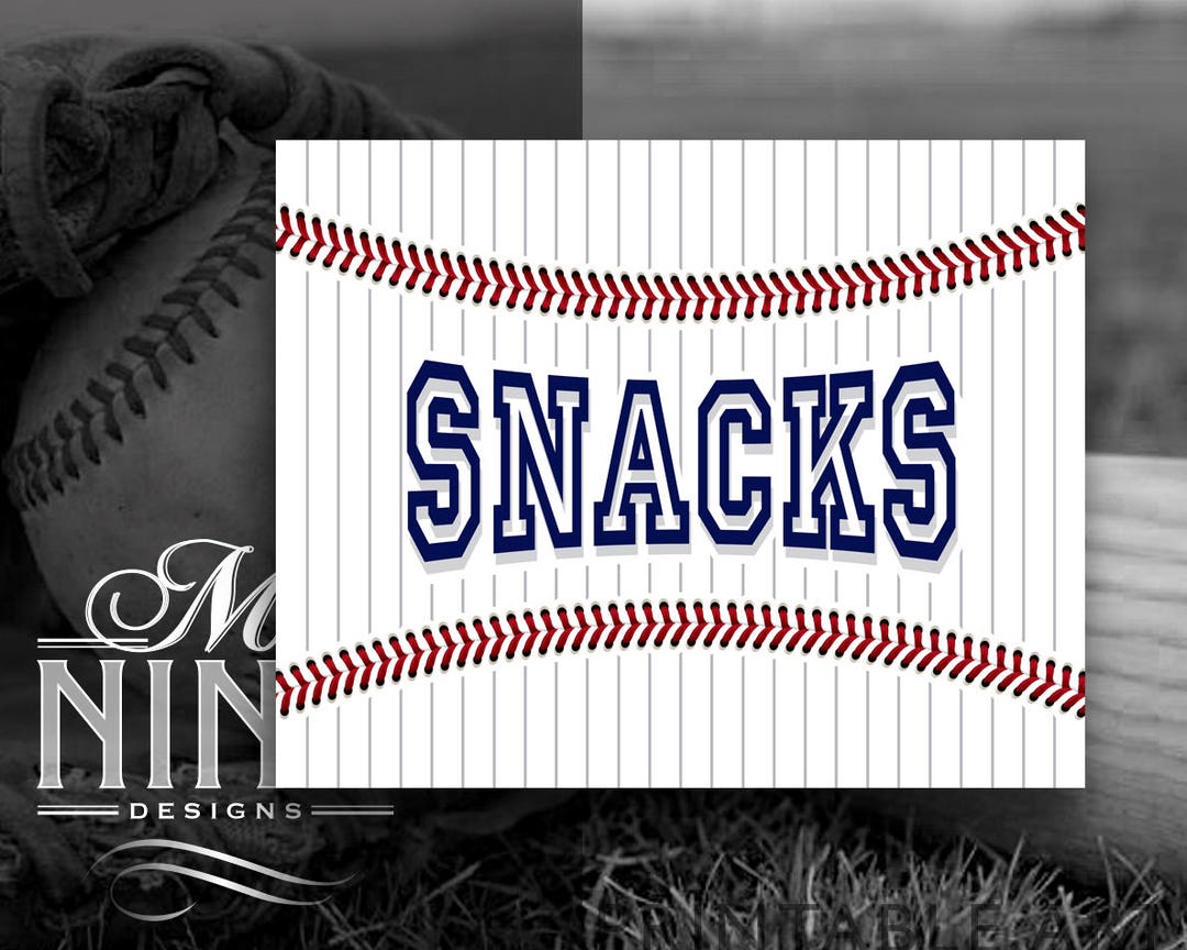 Baseball Party Sign Printables | SNACKS Sign | Digital Downloads ...