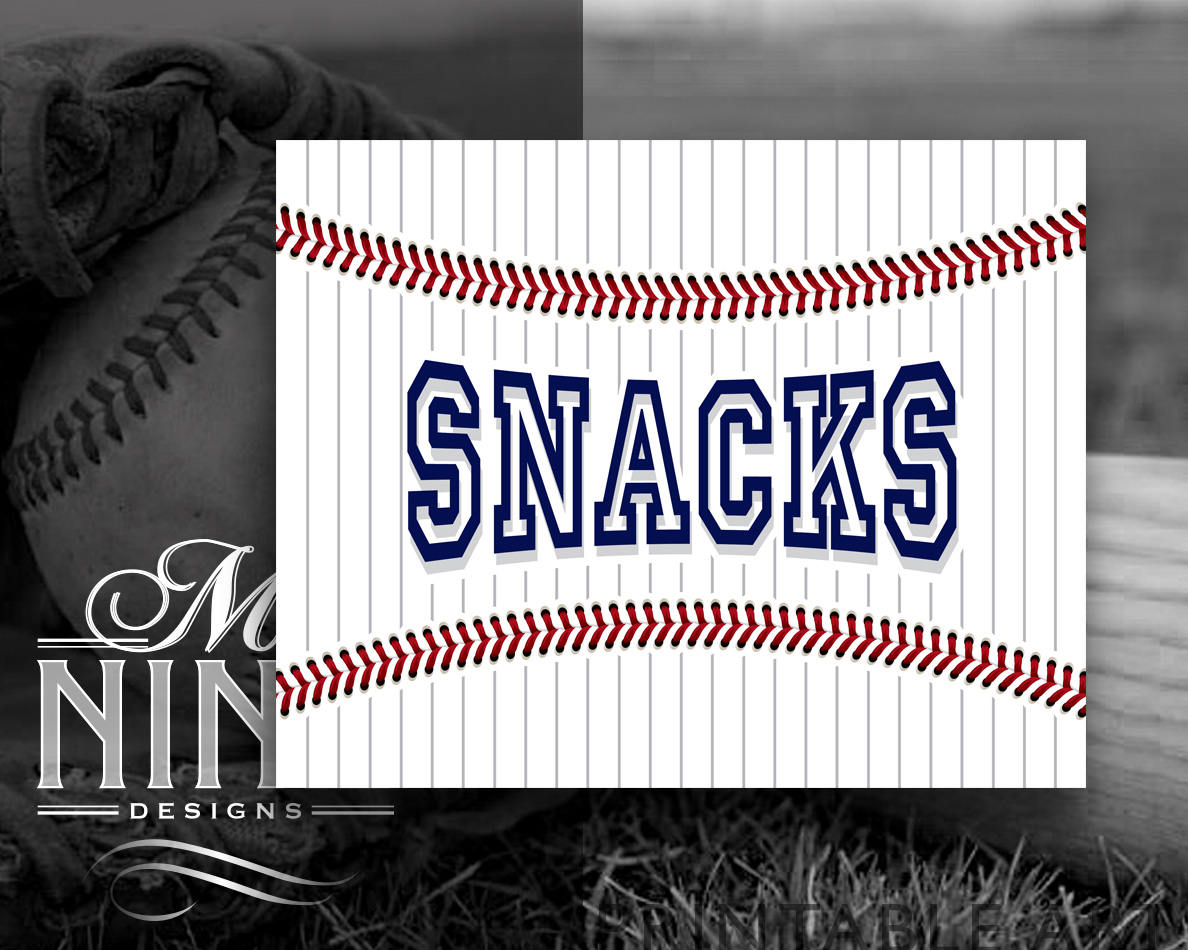 Baseball Party Sign Printables SNACKS Sign Digital | Etsy