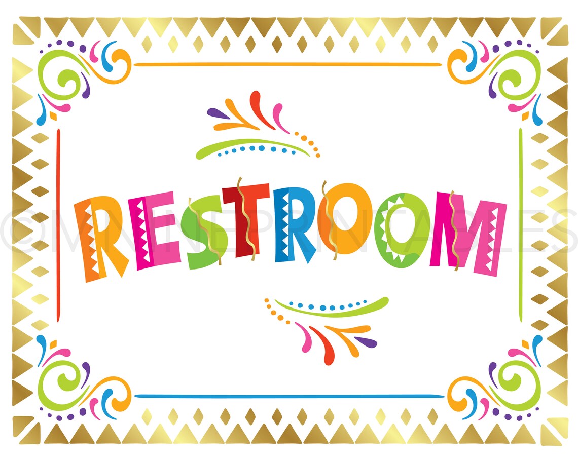 RESTROOM Sign Downloads Restroom Printable Fiesta Party - Etsy