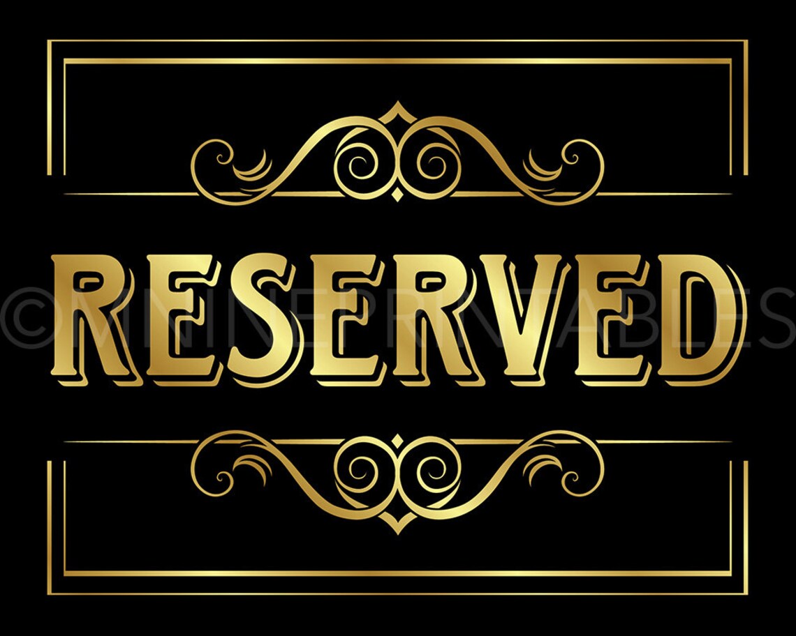 Black and Gold Party Printable Sign reserved | Etsy