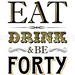 Eat Drink and Be Forty Sign, 40th Birthday Party Sign Decorations, Gold ...