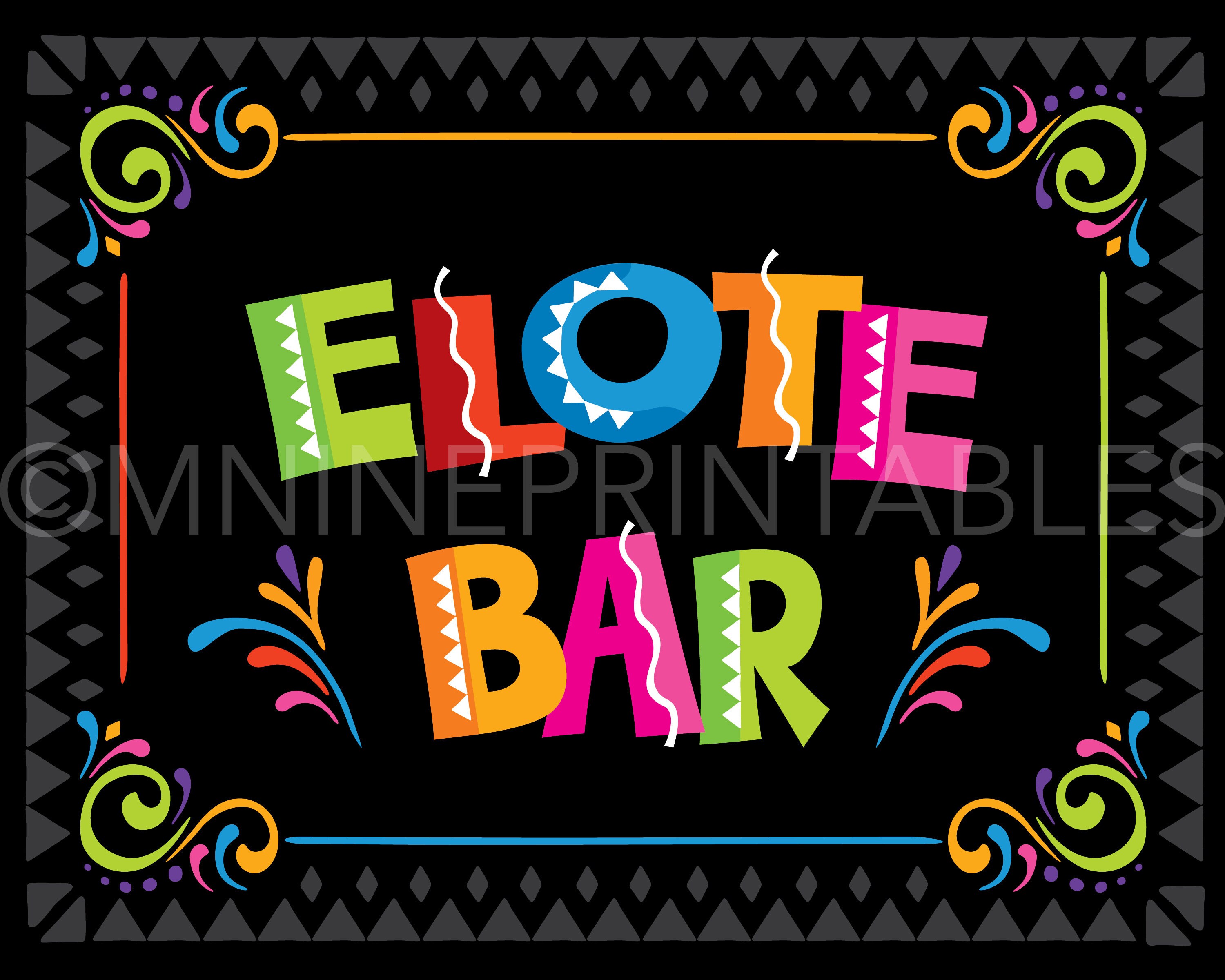 Fiesta Party Sign Printables ELOTE BAR Sign Downloads - Etsy Canada