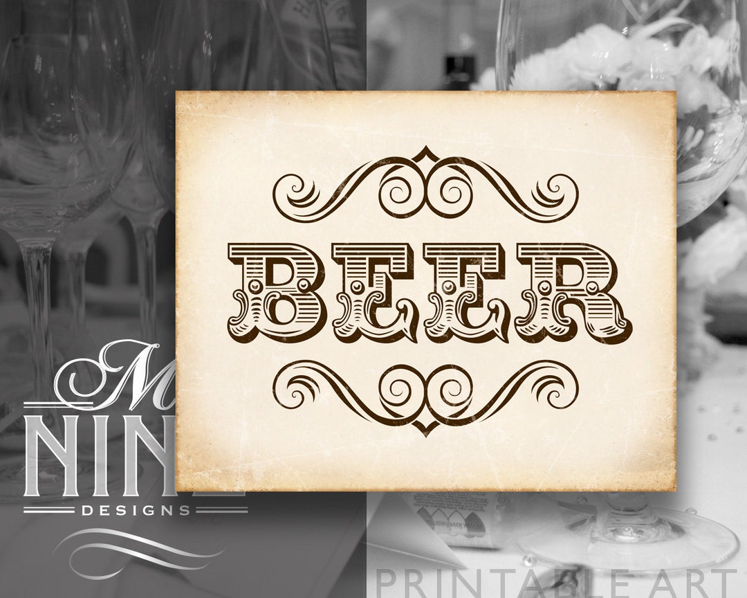 Rustic Party Printable Art "beer" Sign Party Download, Distressed ...