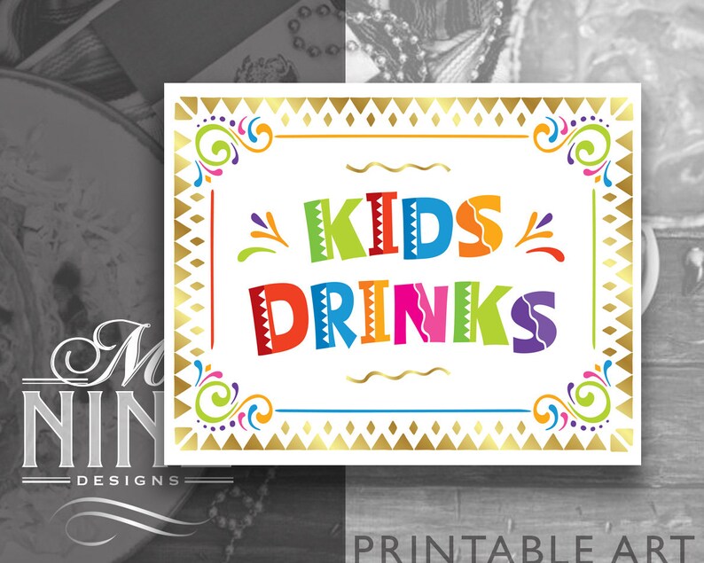 Fiesta Party Sign Printables KIDS DRINKS Sign Downloads - Etsy Australia