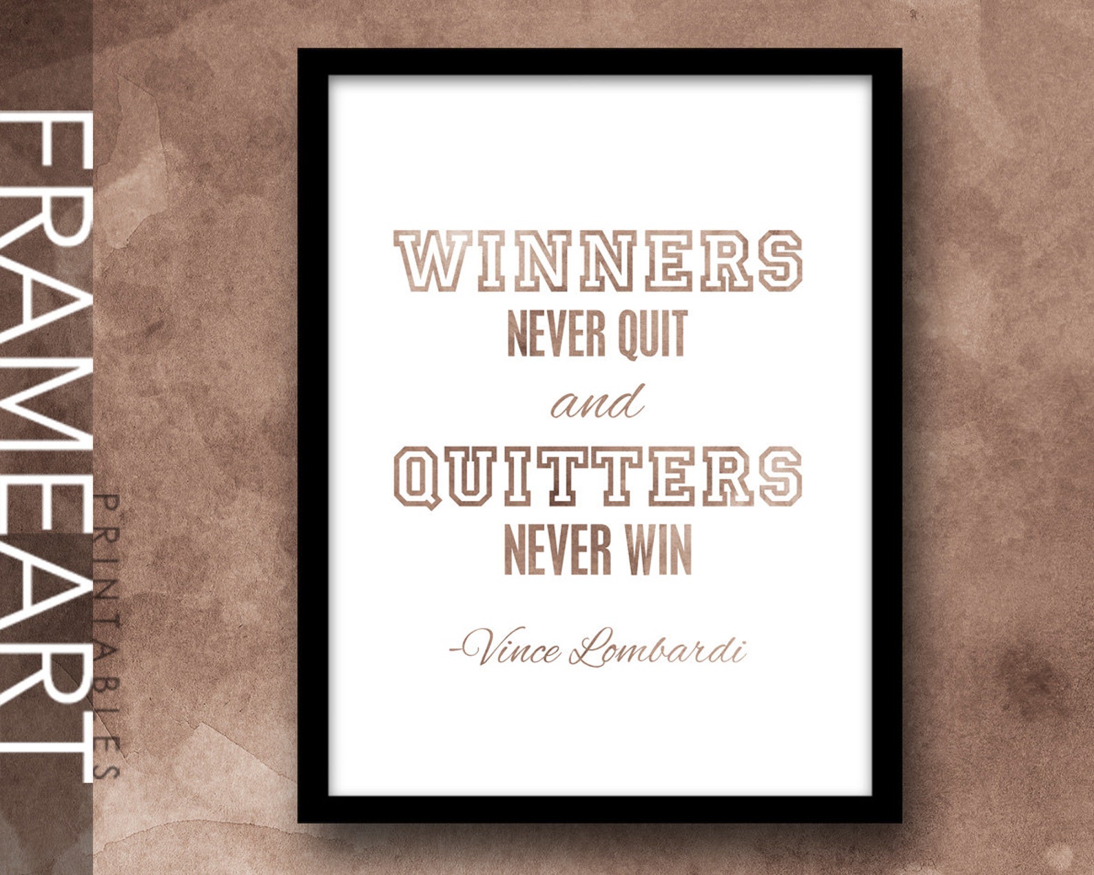 Vintage Printable Frame Art winners Never Quit | Etsy