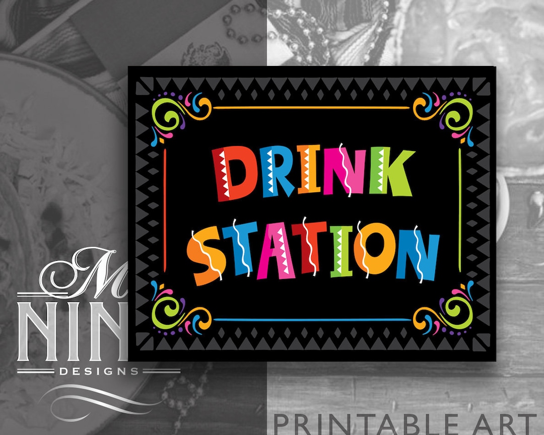 Fiesta Party Sign Printables | DRINK STATION Sign Downloads | Digital ...