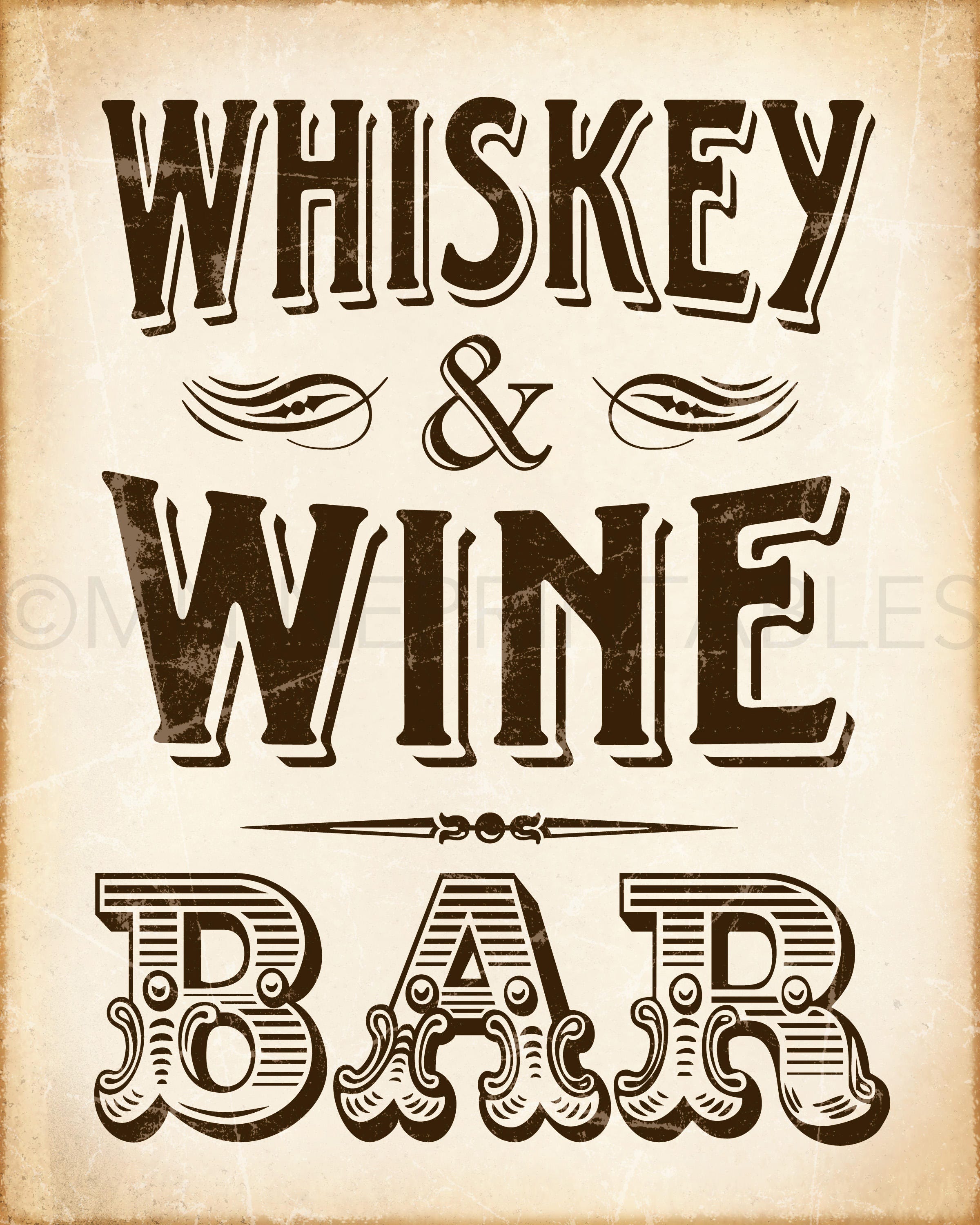 WHISKEY & WINE BAR Sign Printables Wine Party Speakeasy | Etsy