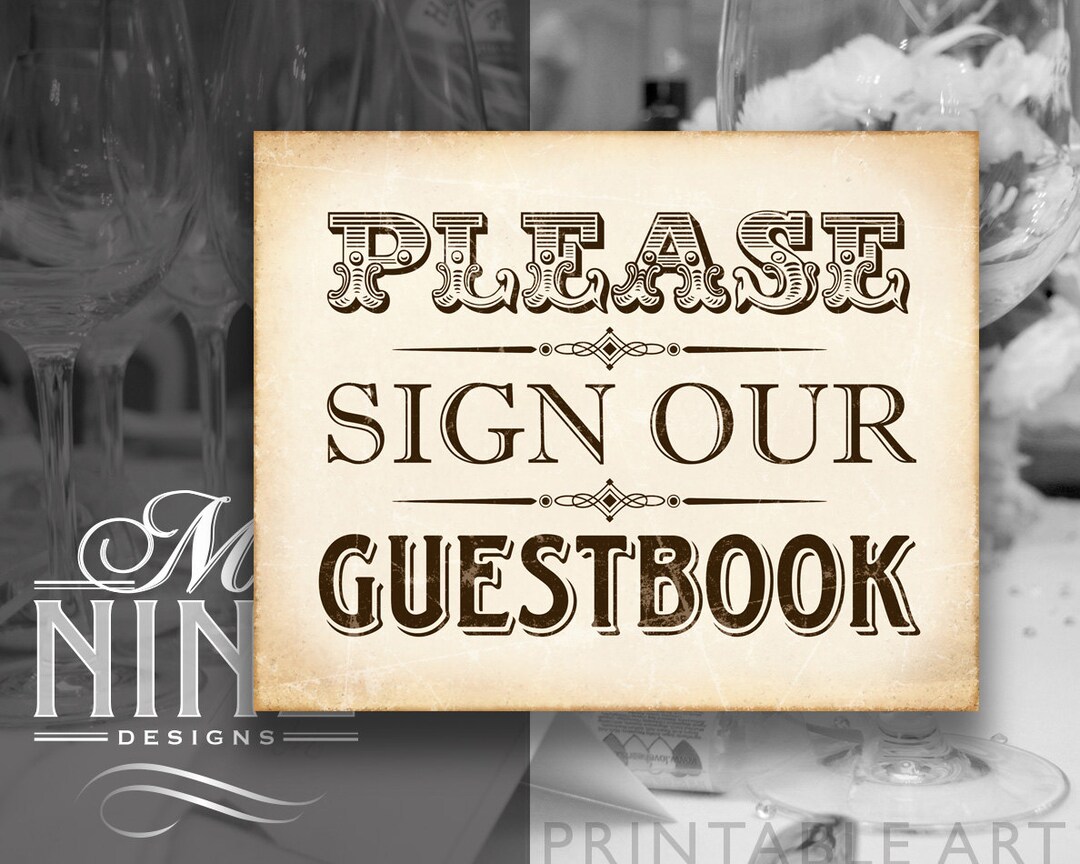 Rustic Party Printable Art "please Sign Our Guestbook" Party Download ...