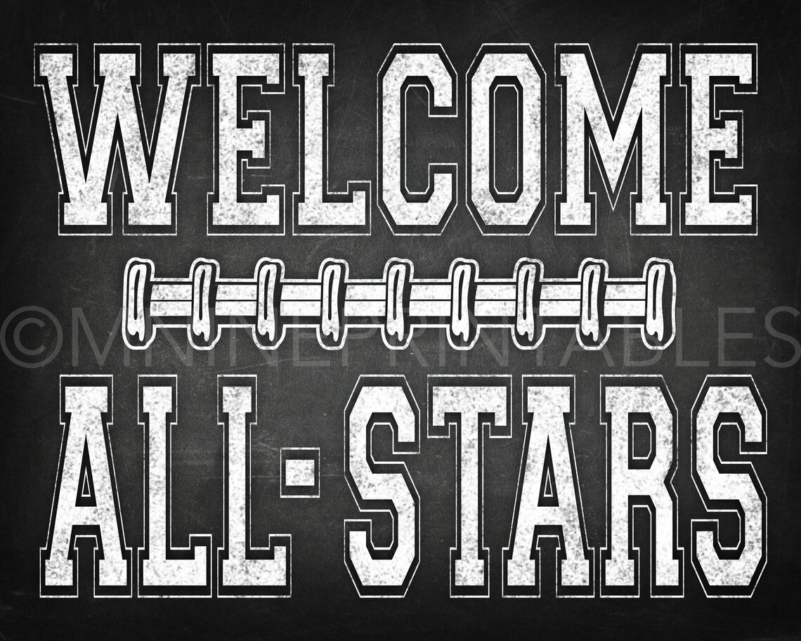 Football Party Sign Printables Welcome All-stars Digital | Etsy