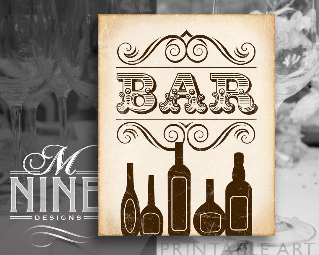 Rustic Prohibition Printable Art "bar" Party Sign Download, Distressed ...