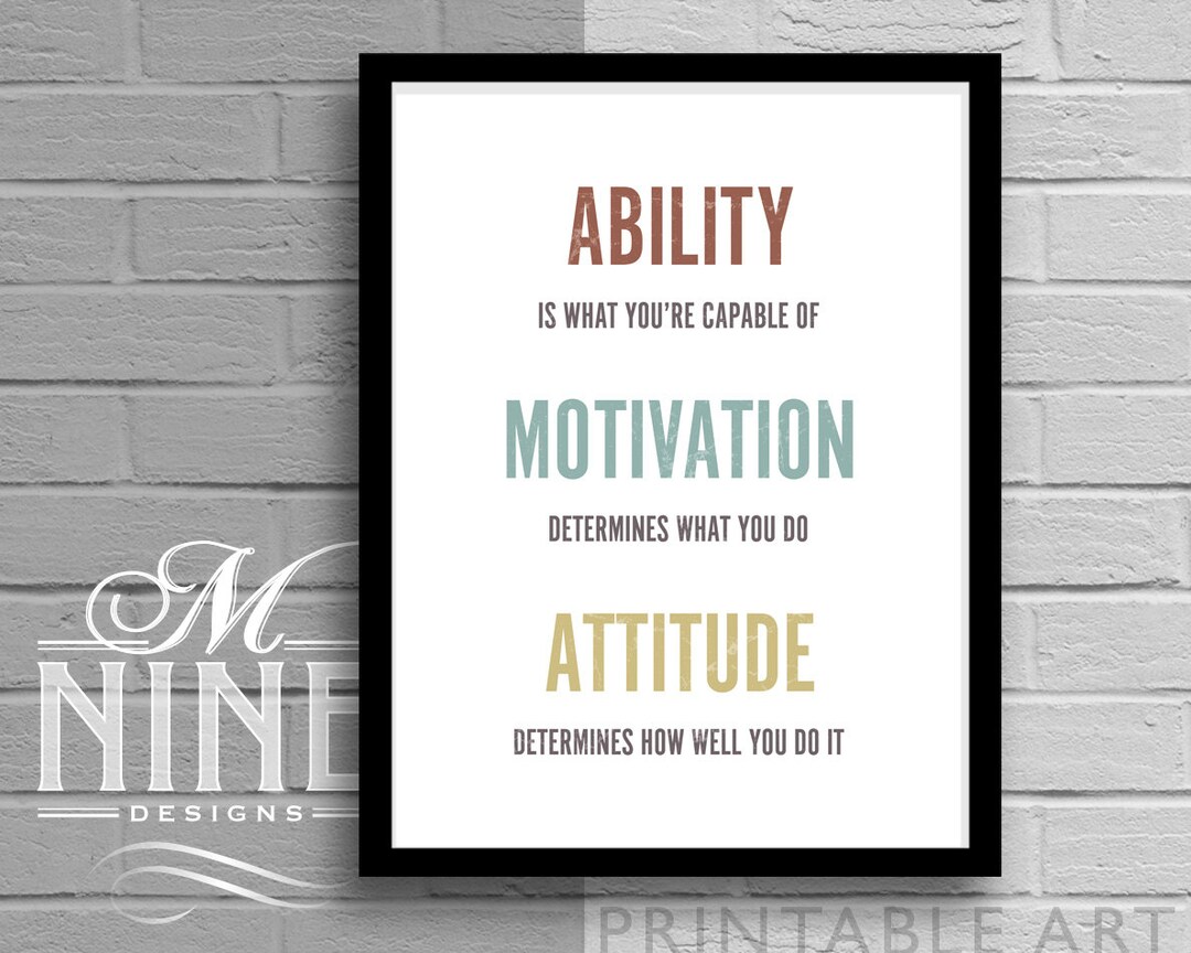 Ability Motivation Attitude Printable Quote, Motivational Print, Frame ...