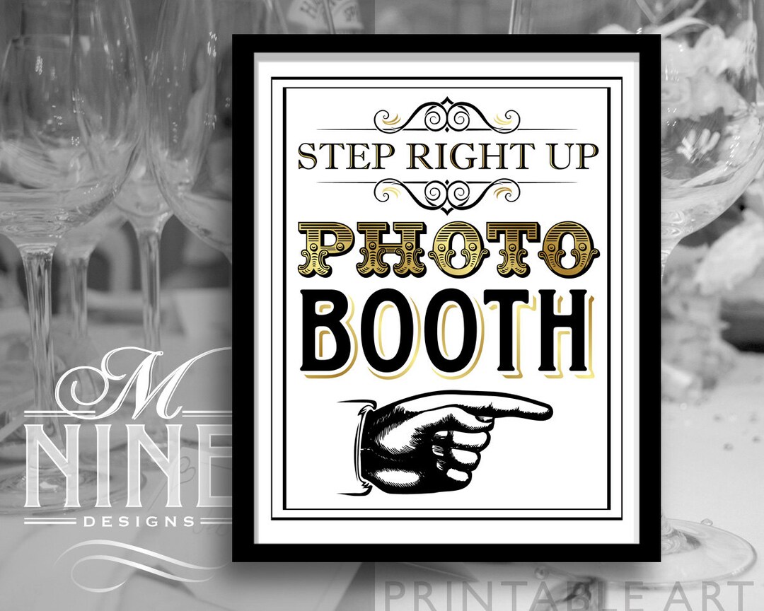 Party Printable "step Right up PHOTO Booth" Boardwalk Black and Gold ...
