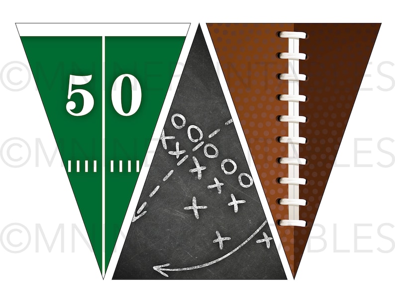 Football Pennant Banner Printables Football Party Banner | Etsy