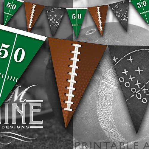 Football Pennant Banner Printables Football Party Banner | Etsy