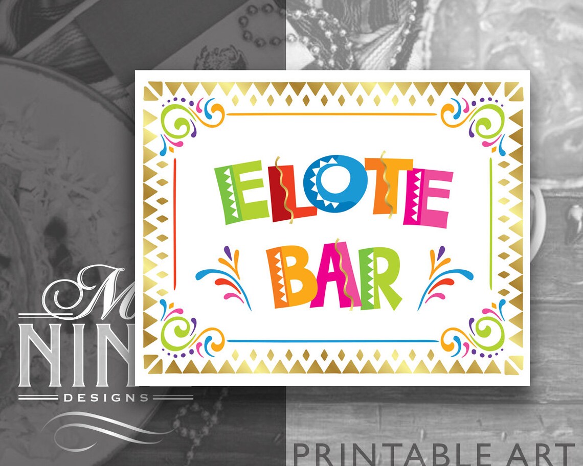 Mexican Celebration Food Signs Fiesta Party Sign Printables | Etsy