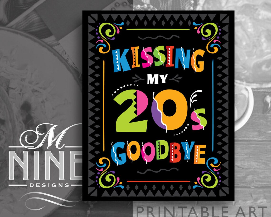Fiesta Party Sign Printables Kissing My 20's Goodbye | Etsy