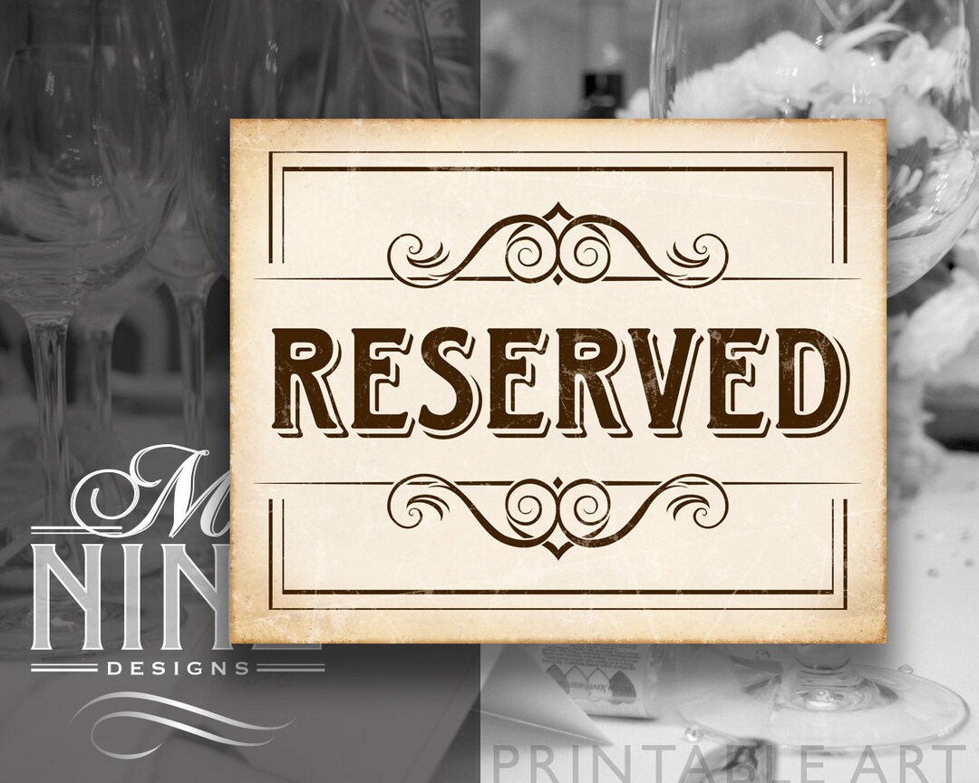 Rustic Printable Art "reserved" Party Download, Reserved Sign Print ...