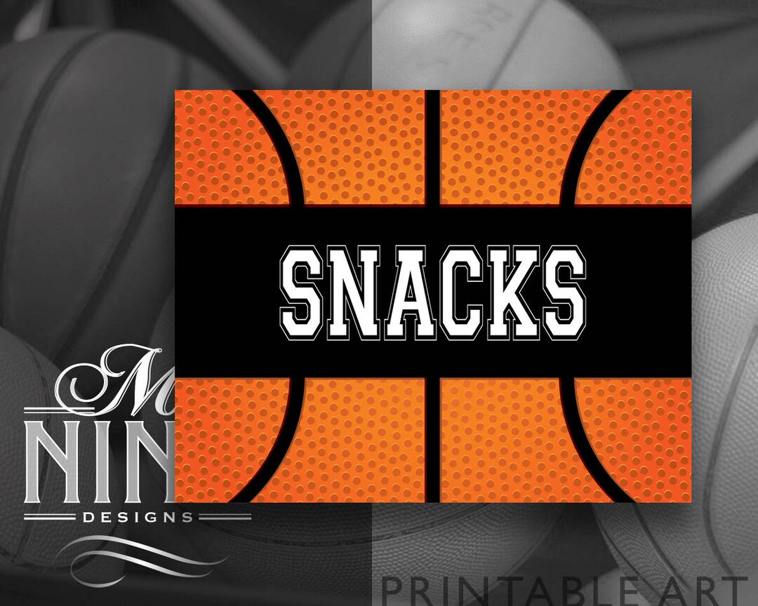Basketball Sign Printables | SNACKS Sign | Digital Downloads | Sports ...