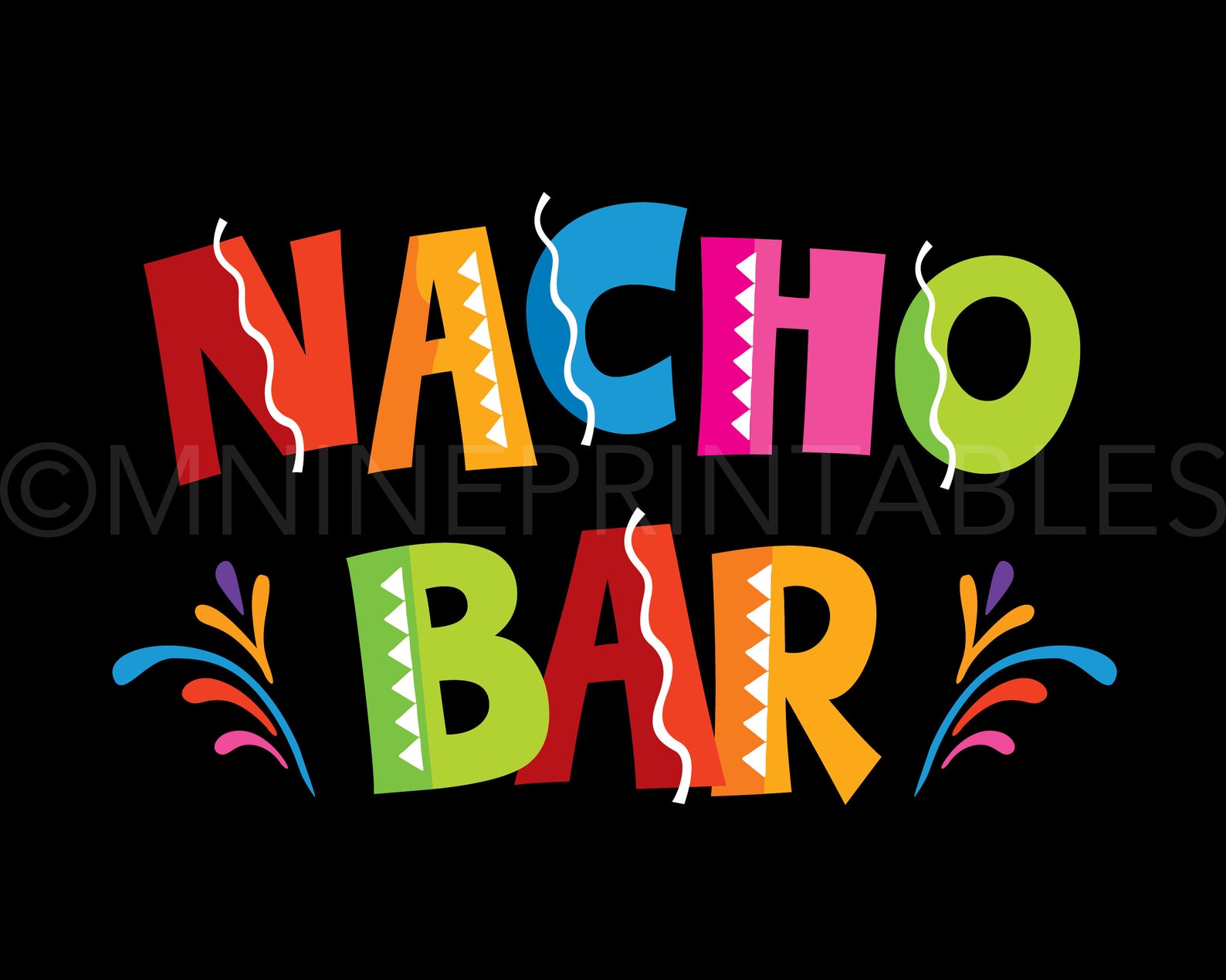 Fiesta Party Sign Printables NACHO BAR Sign Downloads Cinco De Mayo ...