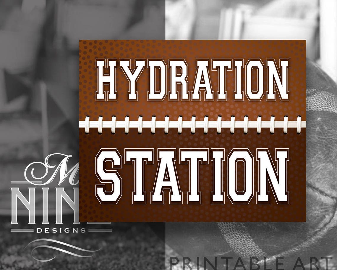 Hydration Station Sign Printable, Football Party Sign Decorations ...