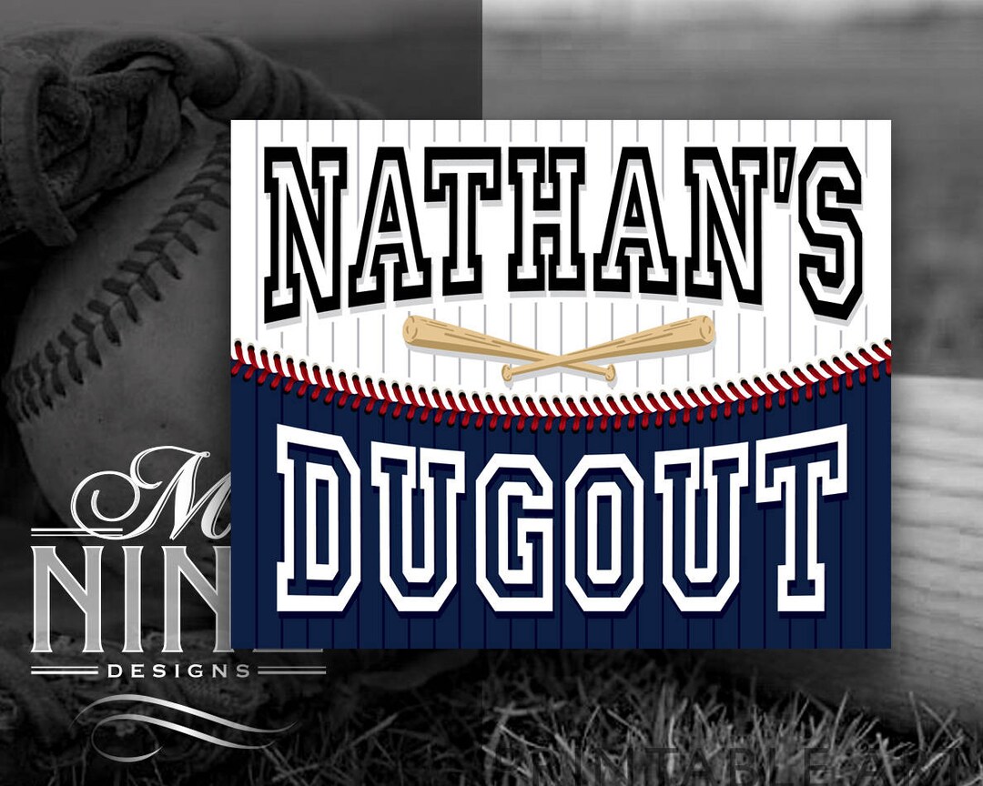 Custom Baseball Party Sign Decorations, Baseball Dugout Sign Printable ...