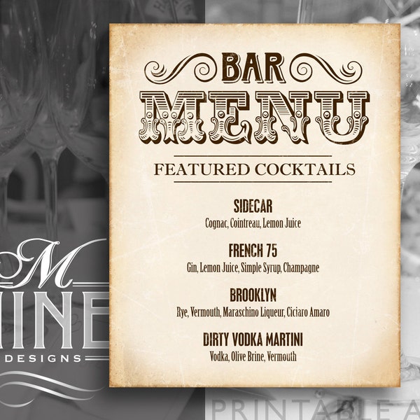 Custom Western Bar Menu - Etsy