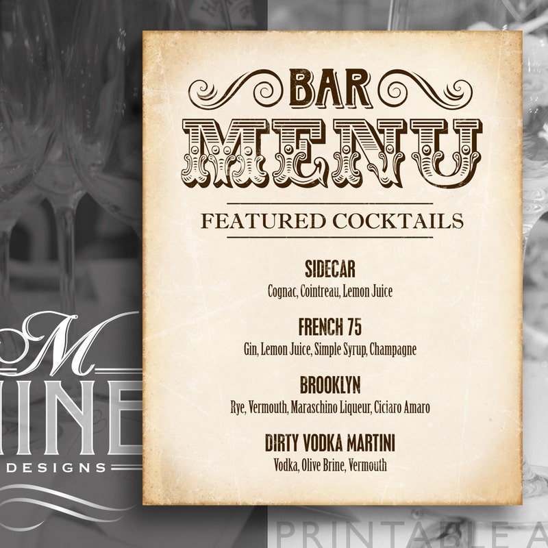Bar Menu - Etsy