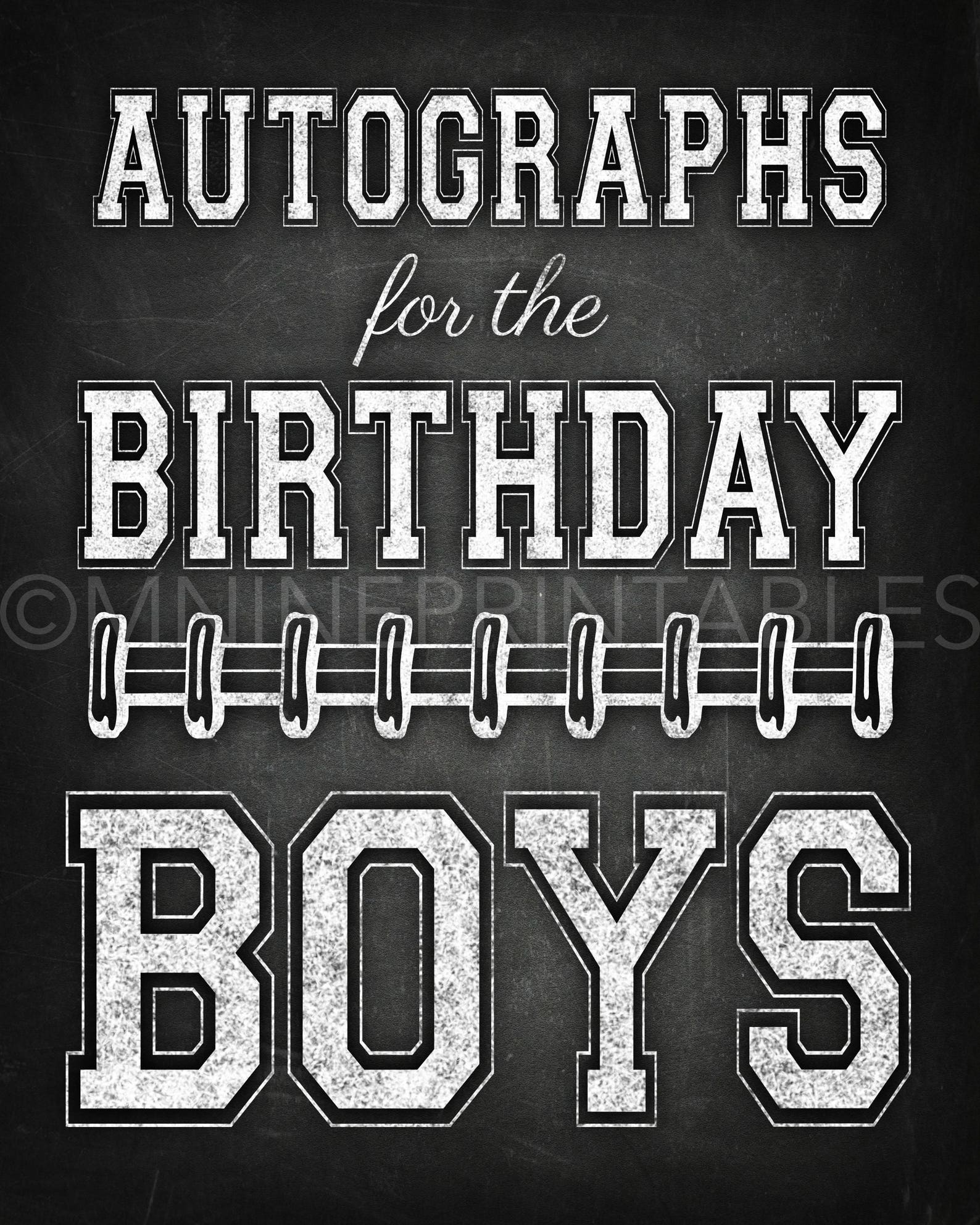 Chalk Football Birthday Sign Printables AUTOGRAPHS for the | Etsy