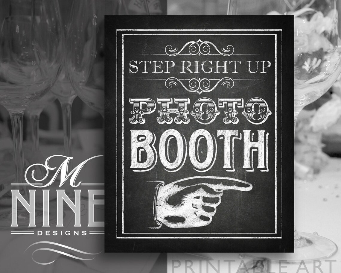 Chalkboard Sign Printables / Step Right up PHOTO BOOTH / Sign - Etsy