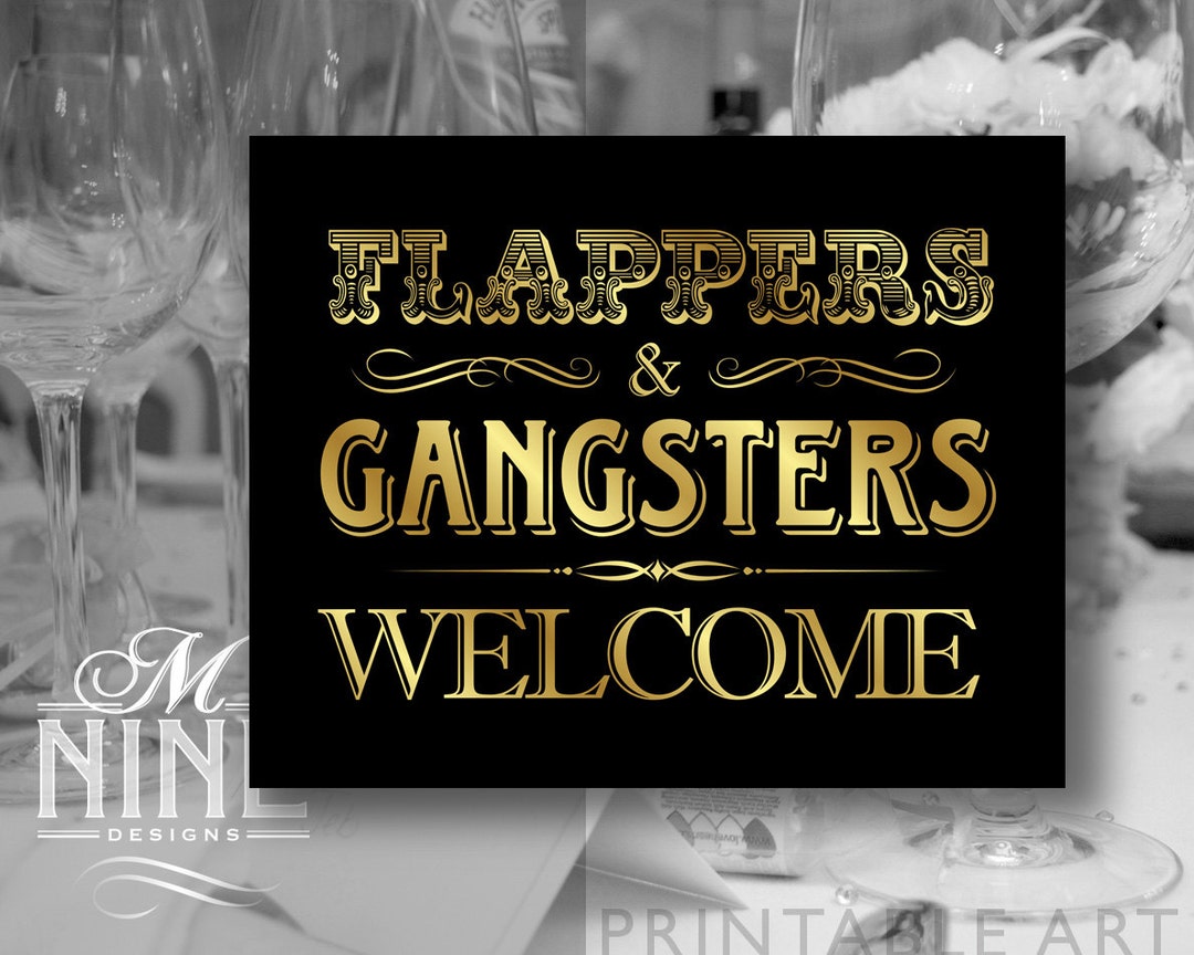 Black and Gold Party Printable "flappers & Gangsters Welcome" Party ...