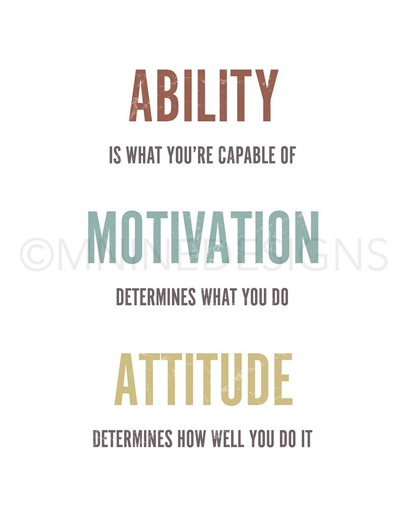 Ability Motivation Attitude Printable Quote Motivational | Etsy