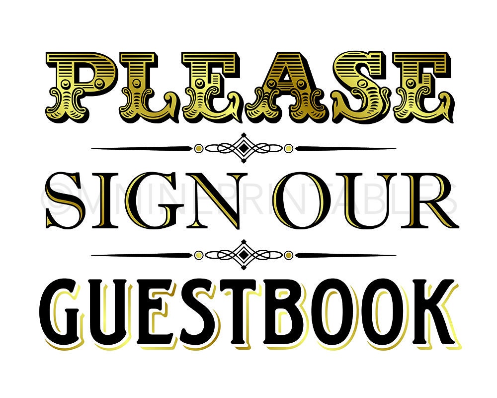 Gold Party Printable Sign please Sign Our | Etsy