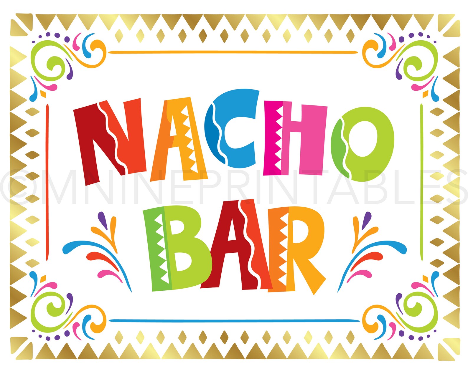 Fiesta Party Sign Printables NACHO BAR Sign Downloads | Etsy
