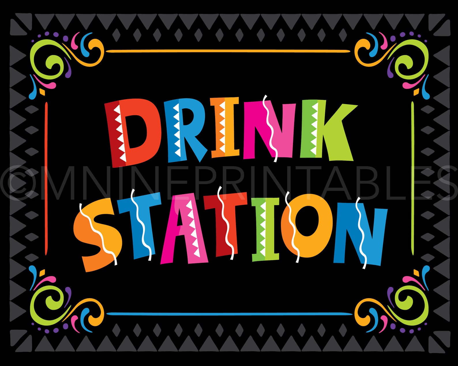 Fiesta Party Sign Printables DRINK STATION Sign Downloads - Etsy