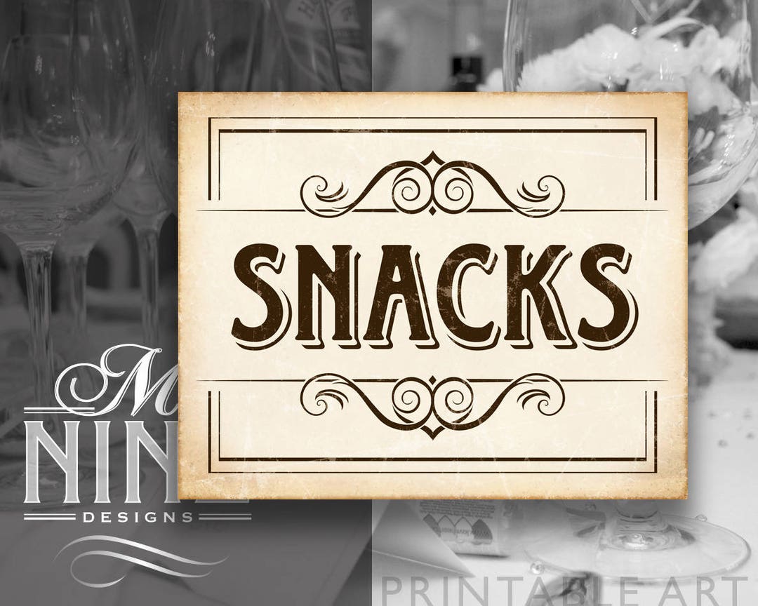 Rustic Wedding Printables / SNACKS Sign / Rustic Party Downloads, DIY ...