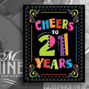 Fiesta Party Sign Printables | Cheers to 21 Years | 21st Birthday Party ...