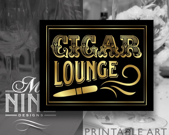 CIGAR LOUNGE Sign Printables Cigar Party Downloads Digital - Etsy Israel