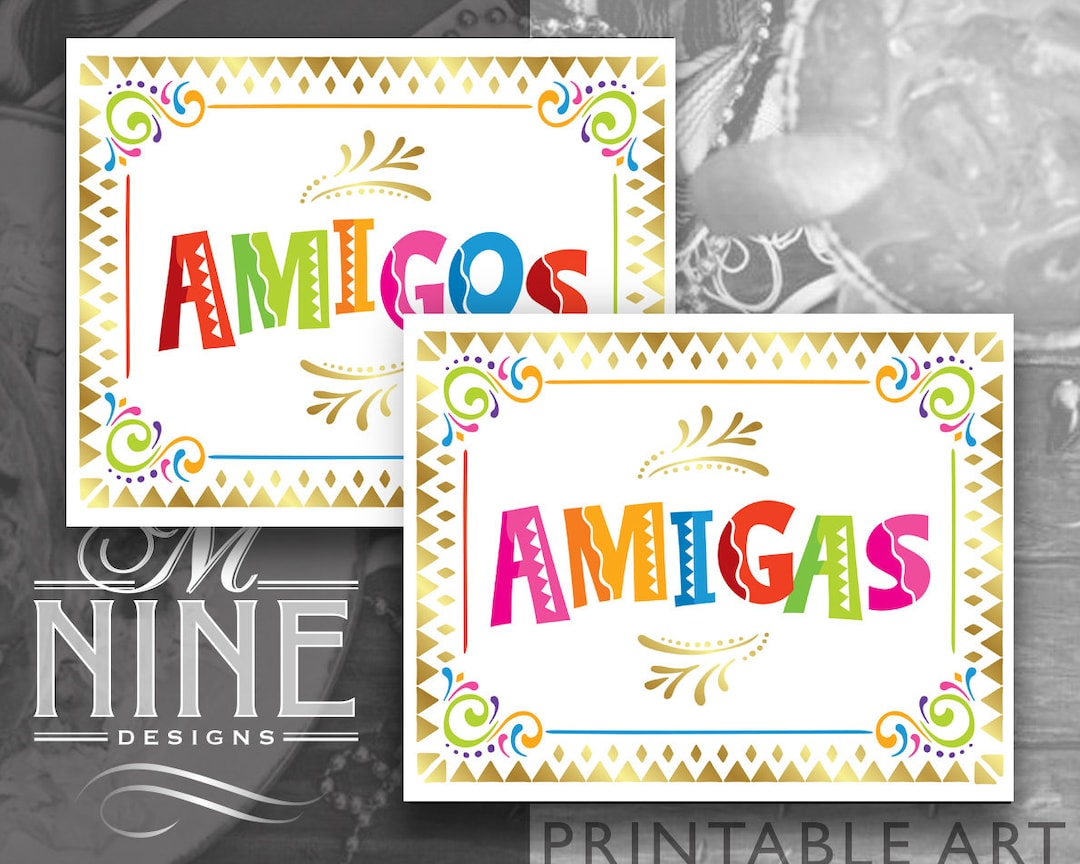 Fiesta Party Sign Printables | AMIGOS AMIGAS Sign Downloads | Digital ...