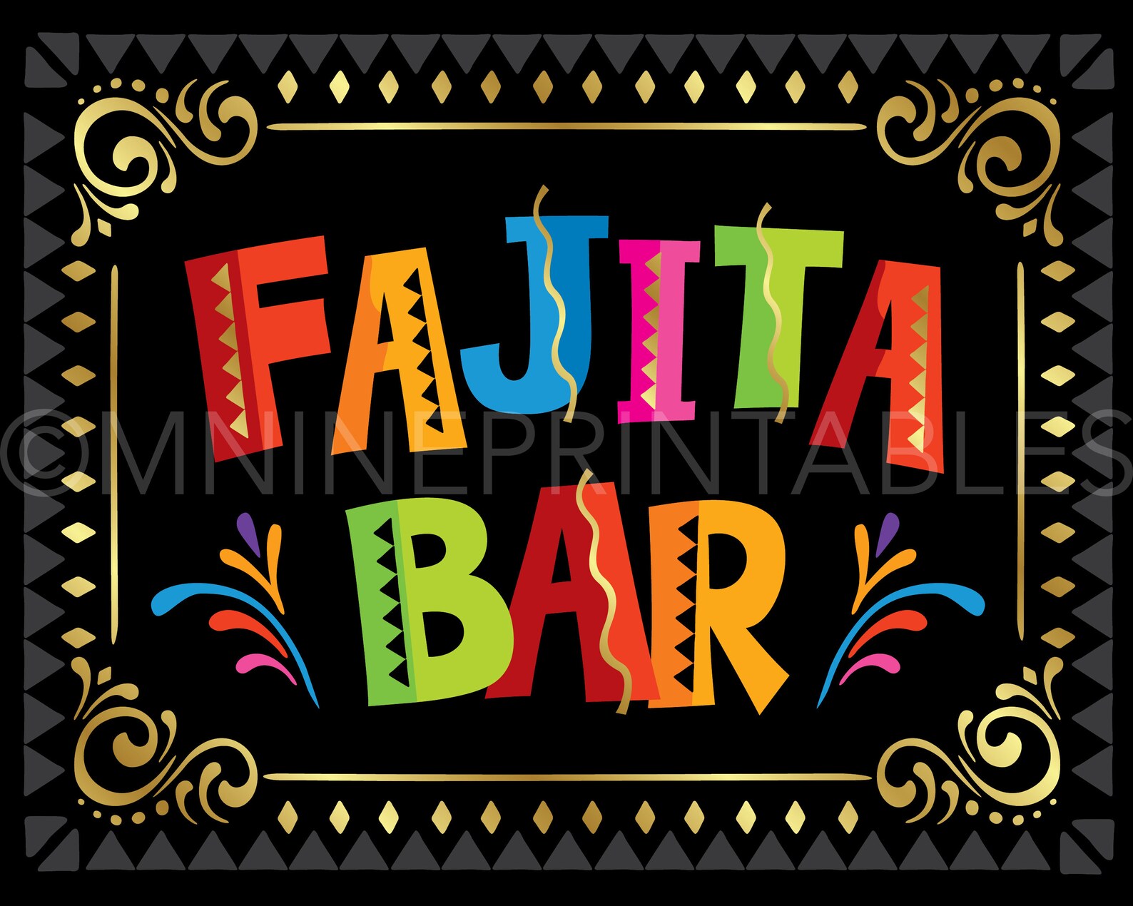 Fiesta Party Sign Printables FAJITA BAR Sign Downloads | Etsy