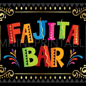 Fiesta Party Sign Printables | FAJITA BAR Sign Downloads | Digital ...